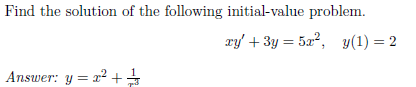 Solved Find the solution of the following initial-value | Chegg.com