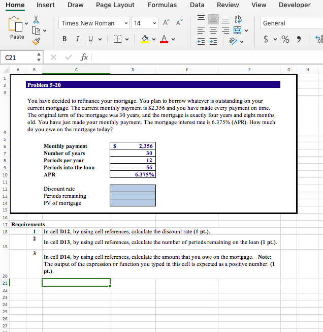 Solved Home nse Draw Page Layout Formulas Data Review View | Chegg.com