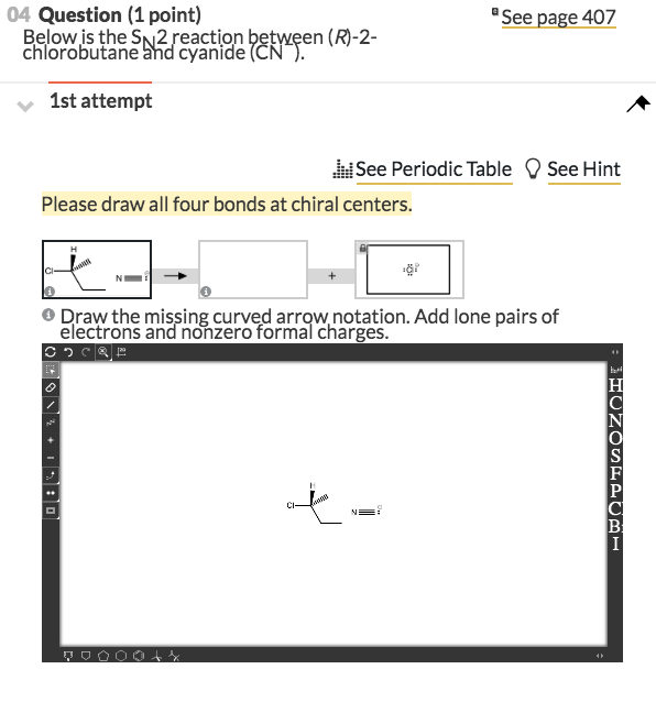 Solved 04 Question (1 point) See page 407 Below is the SN2 | Chegg.com