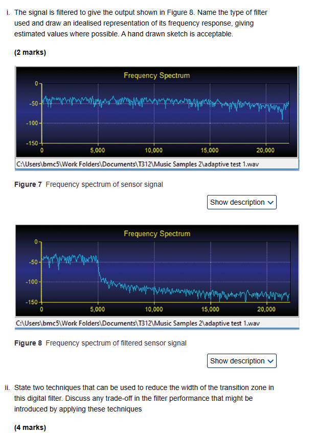 Solved i. ﻿The signal is filtered to give the output shown | Chegg.com