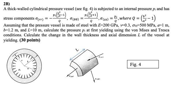 Solved PL PE 2B) A thick-walled cylindrical pressure vessel | Chegg.com