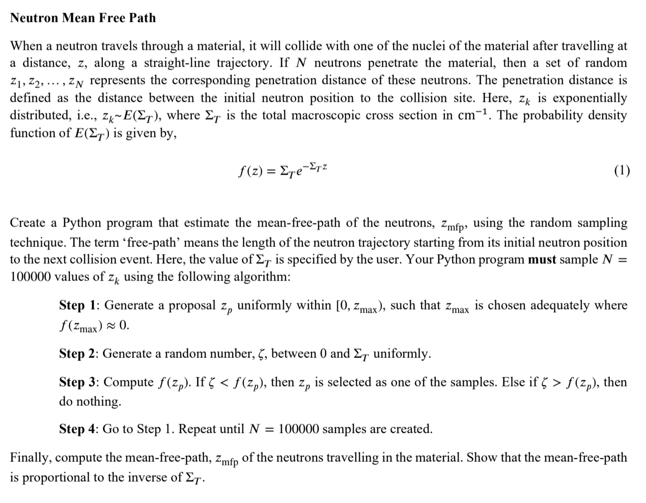 Neutron Mean Free Path When a neutron travels through | Chegg.com