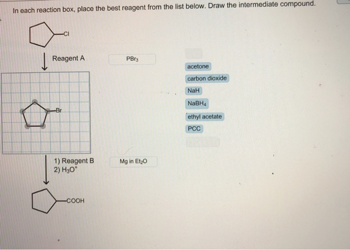 Solved In each reaction box, place the best reagent from the | Chegg.com