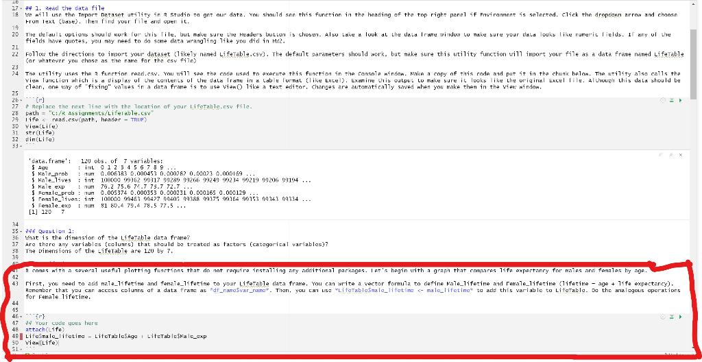 R Programming. I need help with the Red outlined | Chegg.com