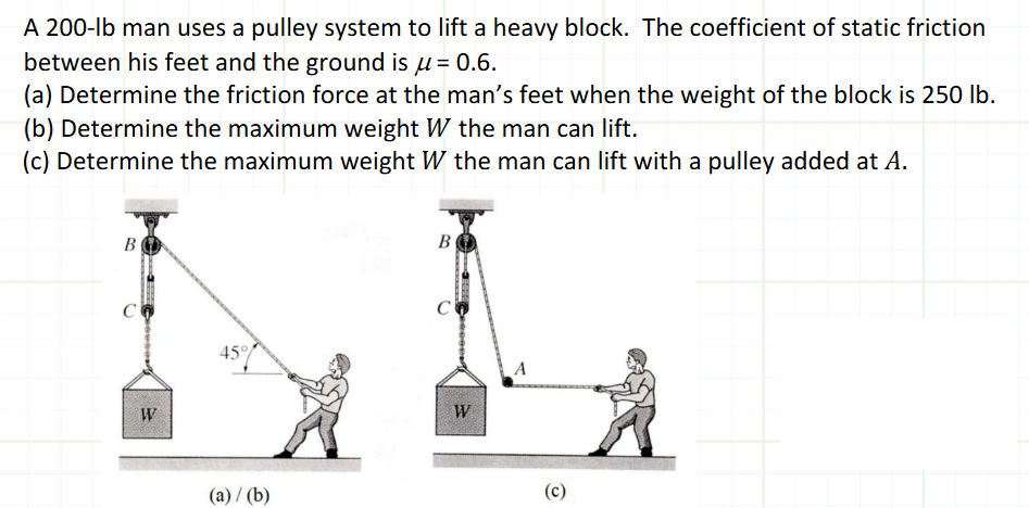 Solved please teach me how to solve thisA 200-lb man uses a | Chegg.com