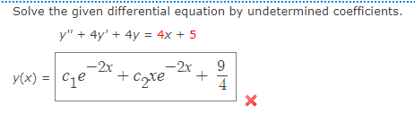 Solved Solve the given differential equation by undetermined | Chegg.com
