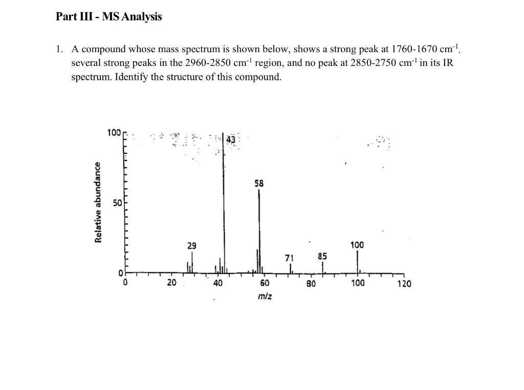 Solved 1. A compound whose mass spectrum is shown below, | Chegg.com