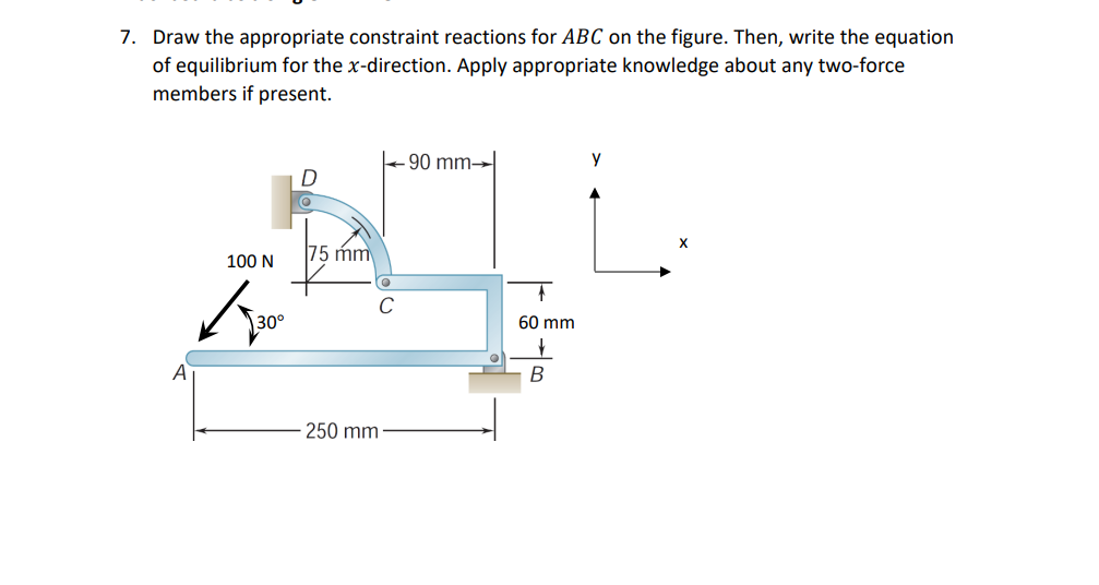 Solved Draw the appropriate constraint reactions for ABC on | Chegg.com