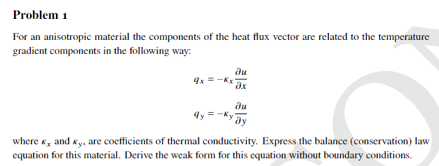 Solved For an anisotropic material the components of the | Chegg.com