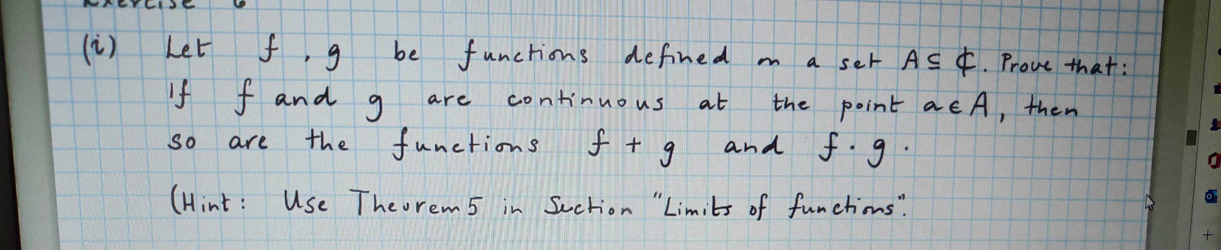 Solved Let f,g be f unctions defined m a set A⊆Φ. Prove | Chegg.com