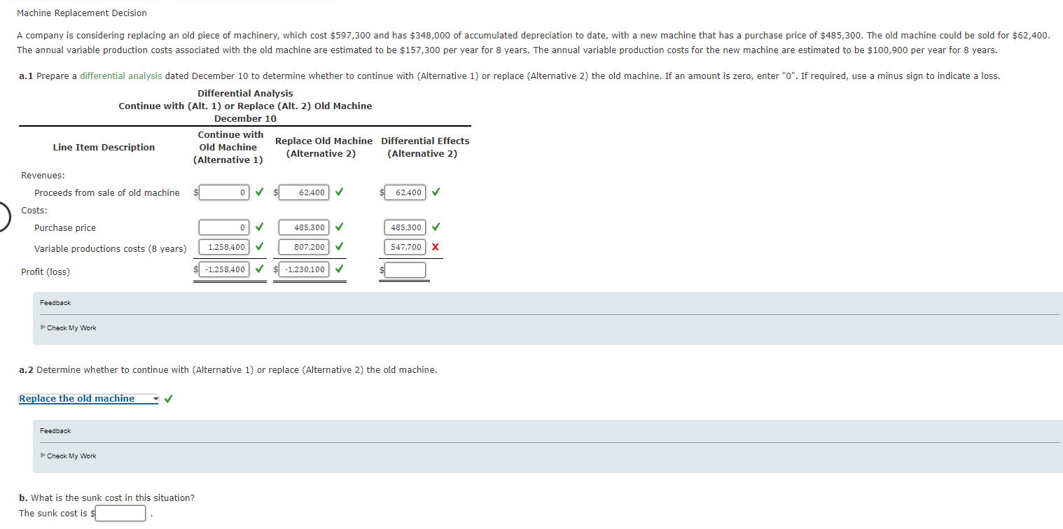 Solved Machine Replacement Decision Differential Analysis | Chegg.com