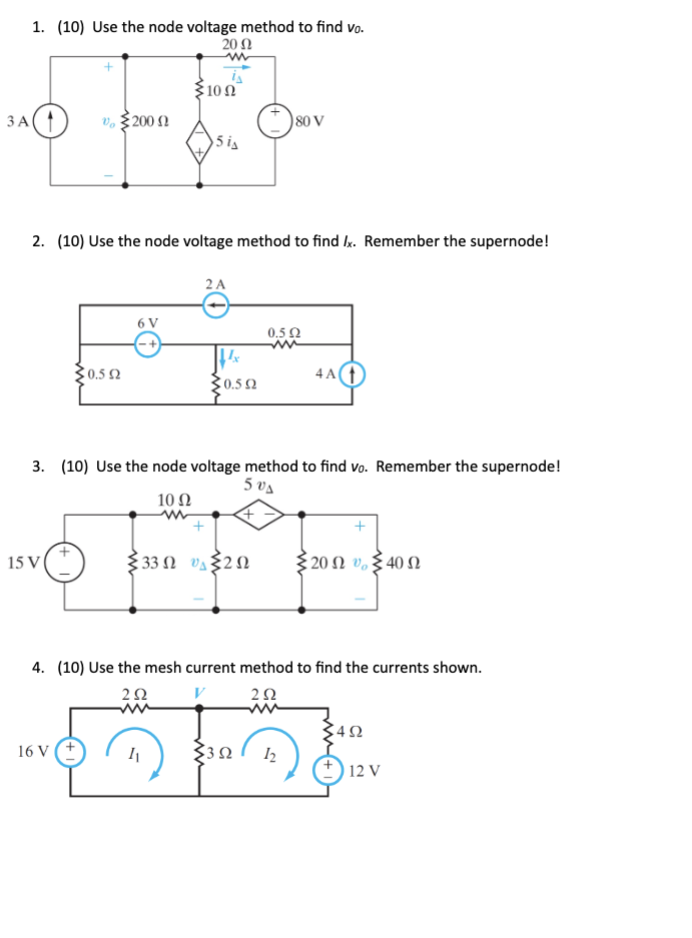 Solved (10)z Use the node voltage method to find v0.(10) | Chegg.com
