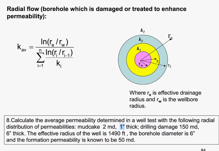 Solved Radial flow (borehole which is damaged or treated to | Chegg.com