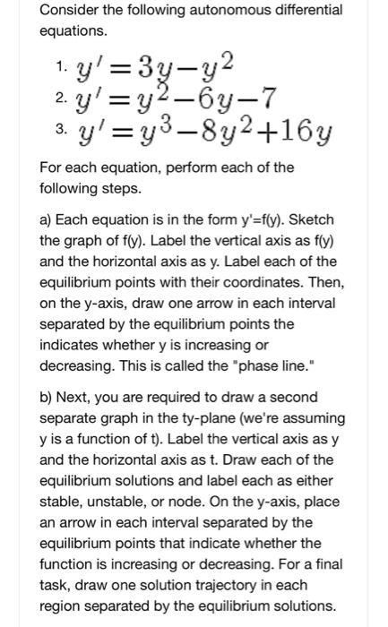 Solved Consider the following autonomous differential | Chegg.com