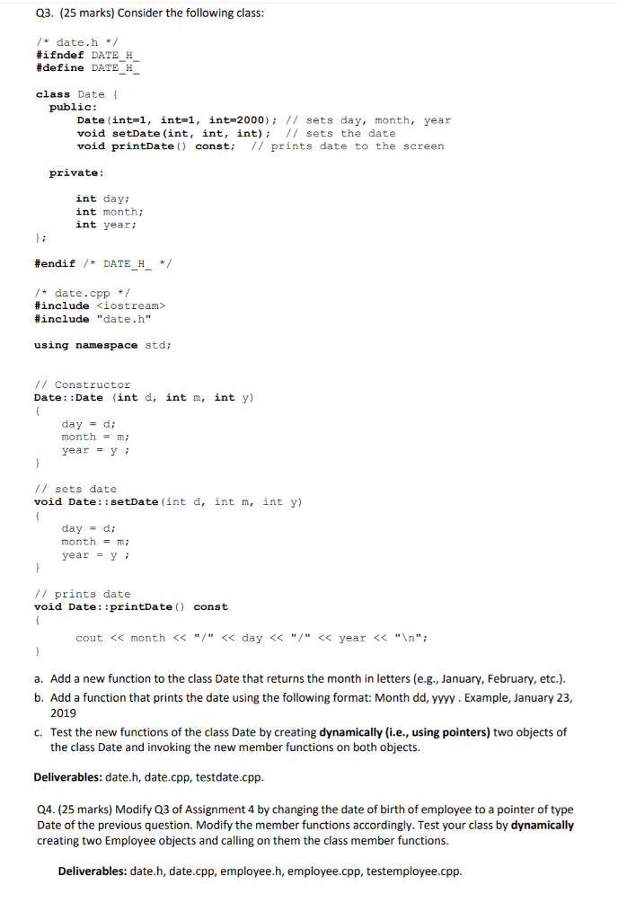 Solved Q3. (25 marks) Consider the following class: /* | Chegg.com Solved Q3. (25 marks) Consider the following class: /* | Chegg.com