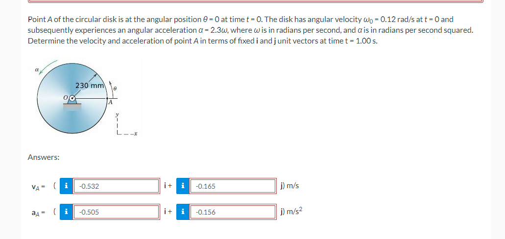Solved Point A of the circular disk is at the angular | Chegg.com