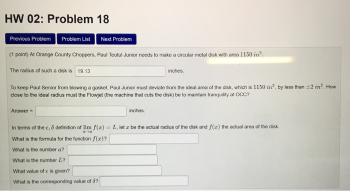 Solved HW 02: Problem 18 Previous ProblemProblem List Next | Chegg.com Solved HW 02: Problem 18 Previous ProblemProblem List Next | Chegg.com