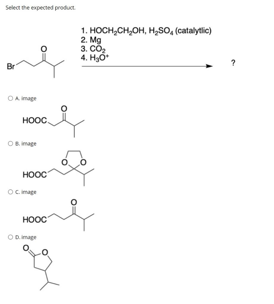 Solved Select the expected product. 1. HOCH2CH2OH, H2SO4 | Chegg.com