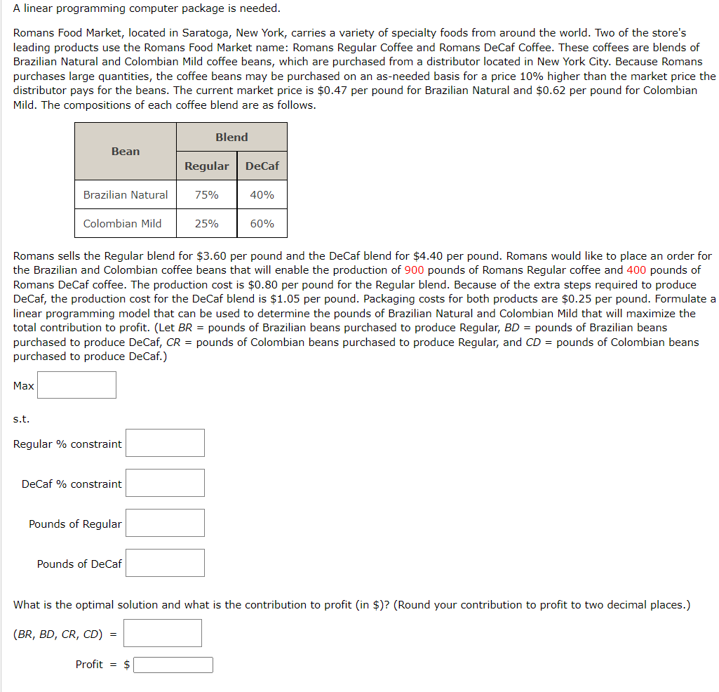Solved A linear programming computer package is needed. | Chegg.com