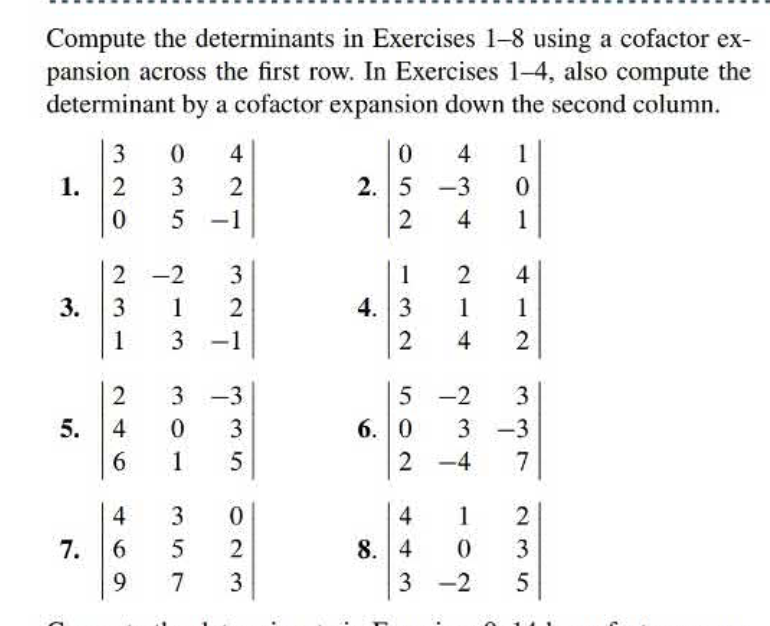 Solved Compute the determinants in Exercises 1−8 using a | Chegg.com