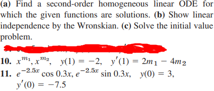 Solved (a) Find a second-order homogeneous linear ODE for | Chegg.com