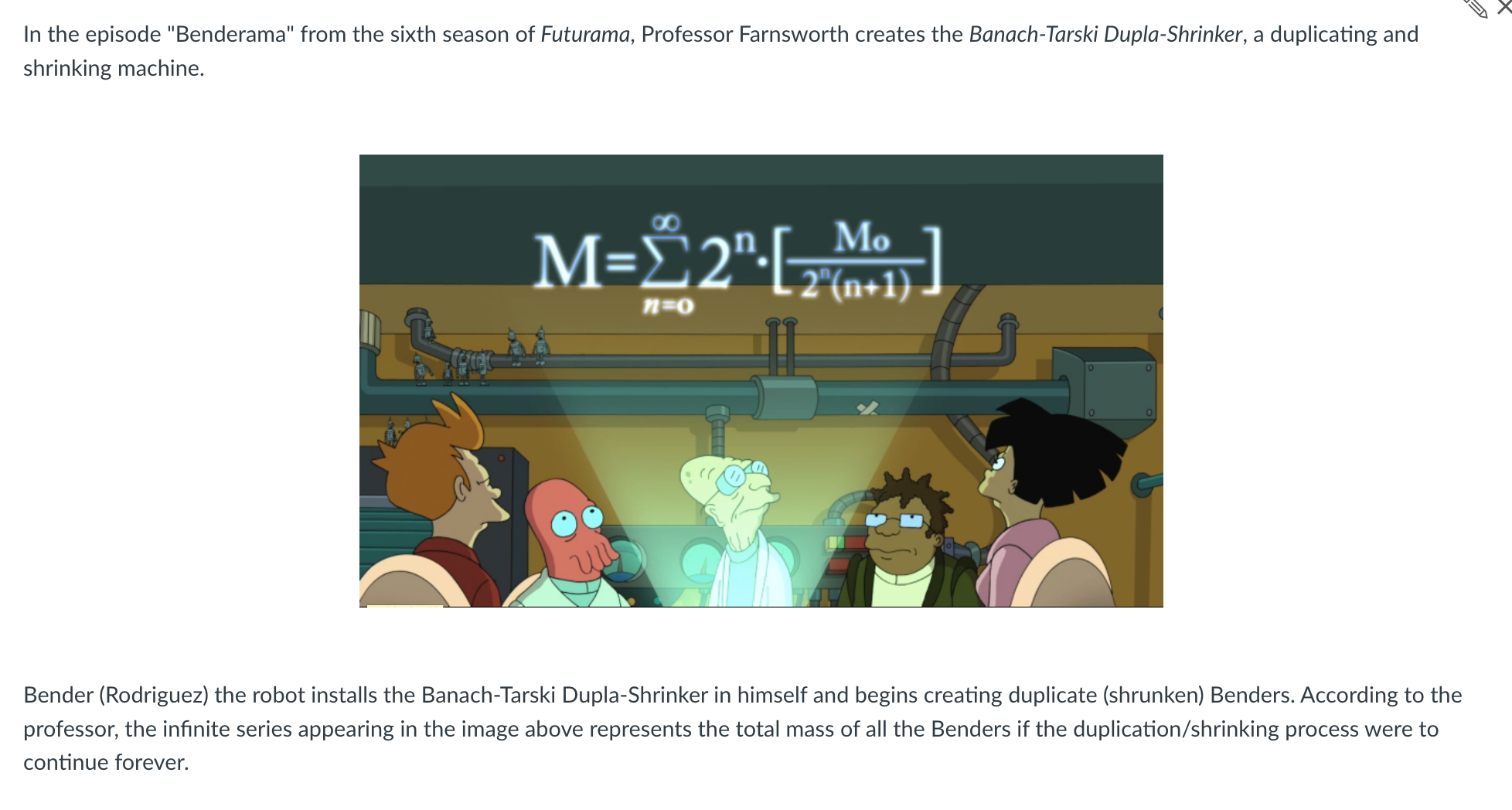 Solved In the episode "Benderama" from the sixth season of | Chegg.com