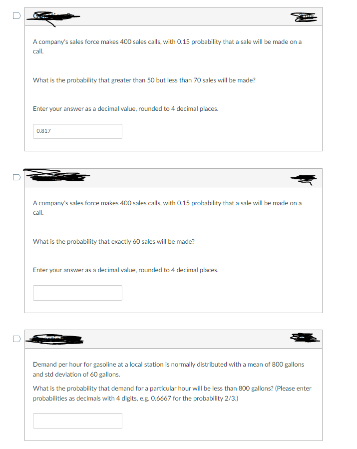 Solved A company's sales force makes 400 sales calls, with | Chegg.com
