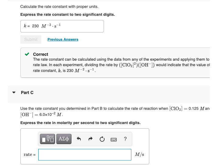 Solved Calculate the rate constant with proper units. | Chegg.com