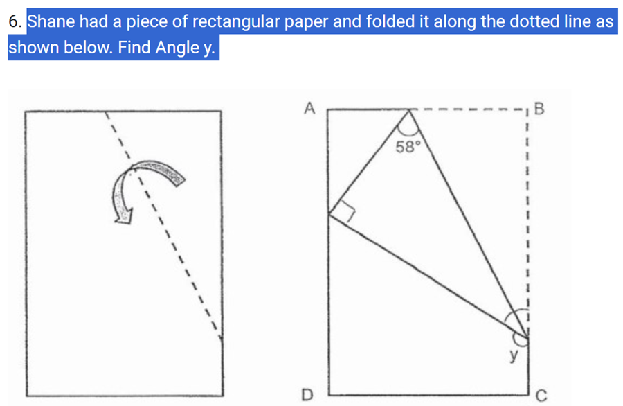 Solved 6. Shane had a piece of rectangular paper and folded | Chegg.com
