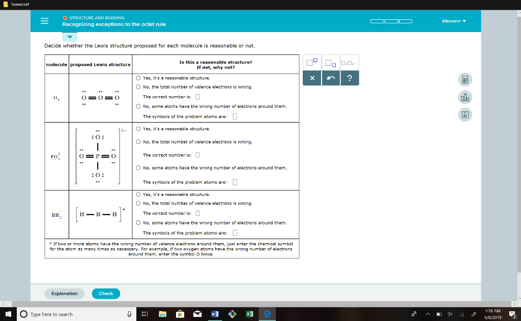 Solved O STRUCTURE AND BONDING Recognizing exceptions to the | Chegg.com