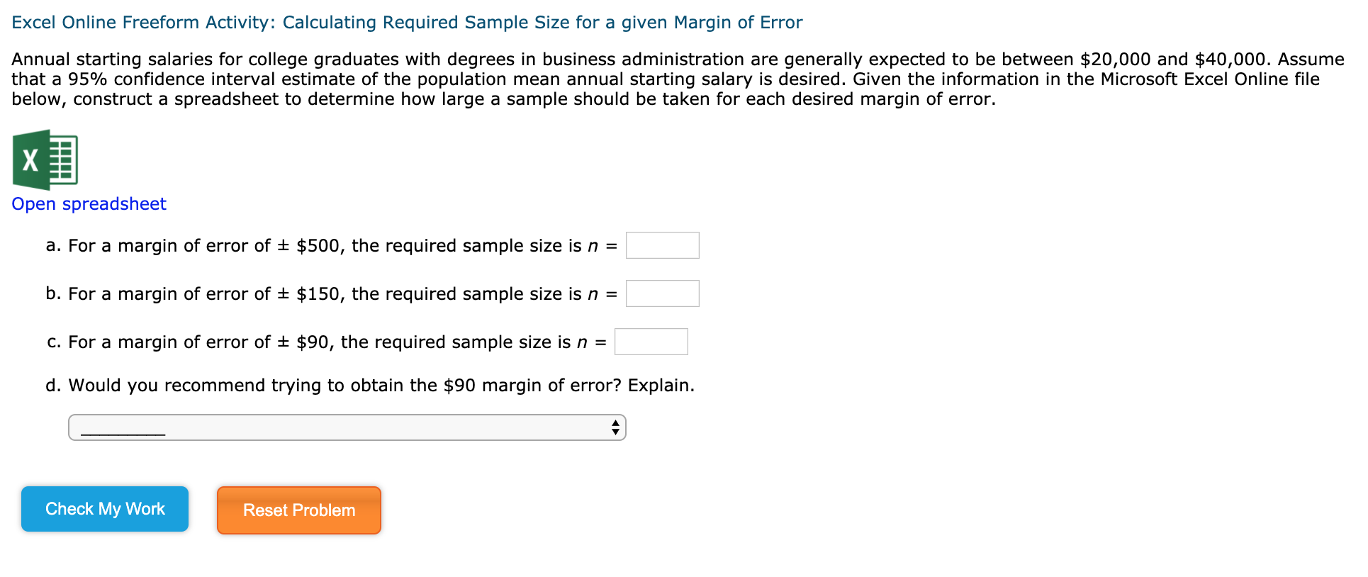 Solved Excel Online Freeform Activity: Calculating Required | Chegg.com