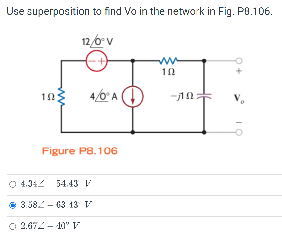 Solved Use superposition to find Vo in the network in Fig. | Chegg.com