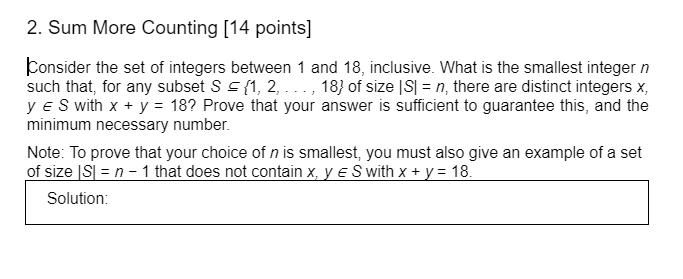 Solved Consider the set of integers between 1 and 18 , | Chegg.com