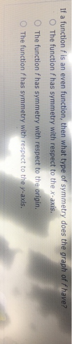Solved If A Function F Is An Even Function Then What Type 8645
