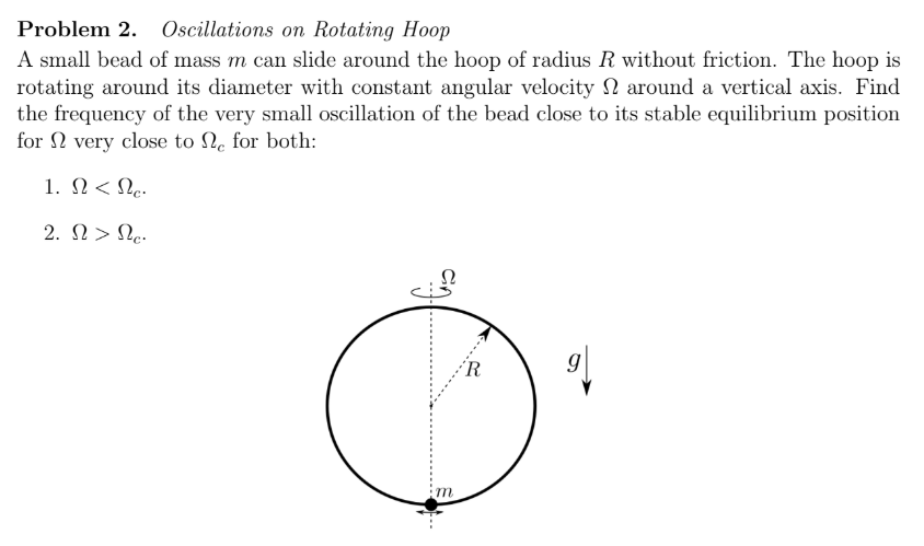 Solved Problem 2. Oscillations Rotating Hoop on A small bead | Chegg.com