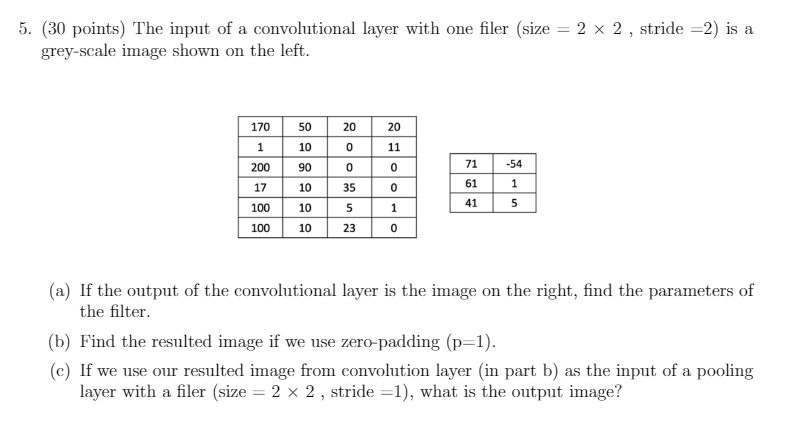 Solved 5. (30 points) The input of a convolutional layer | Chegg.com