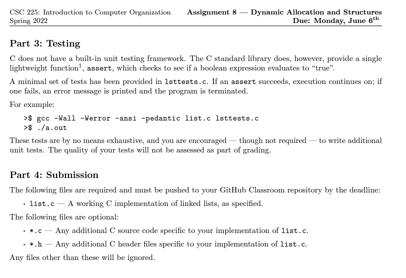 Solved Required Files: list.c Optional Files: *.c, *.h Part | Chegg.com