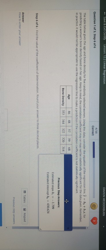 Solved - Save & Exit Certify Lesson: 12.2 Linear Regression | Chegg.com
