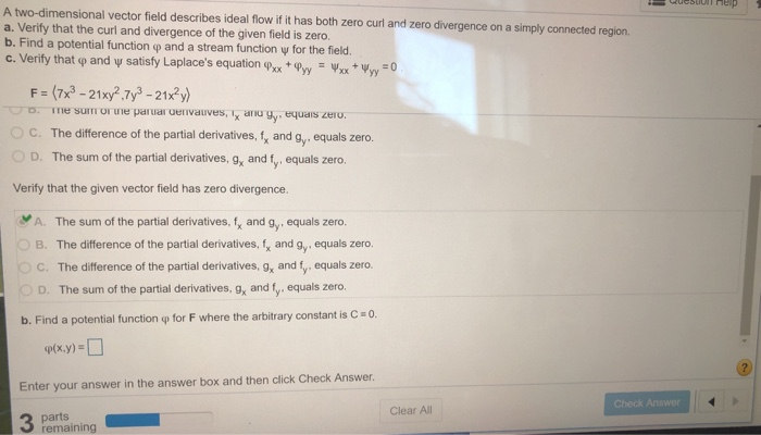 Solved A two-dimensional vector field describes ideal flow | Chegg.com