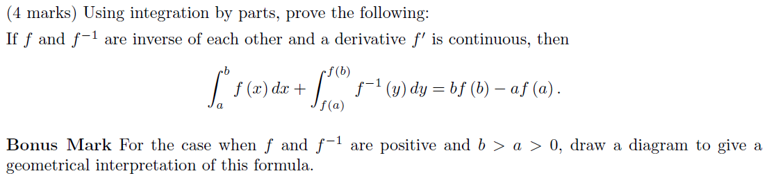 Solved Using integration by parts, prove the following:If f | Chegg.com