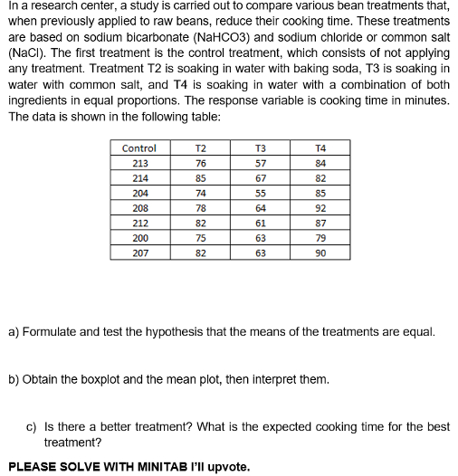Solved In a research center, a study is carried out to | Chegg.com
