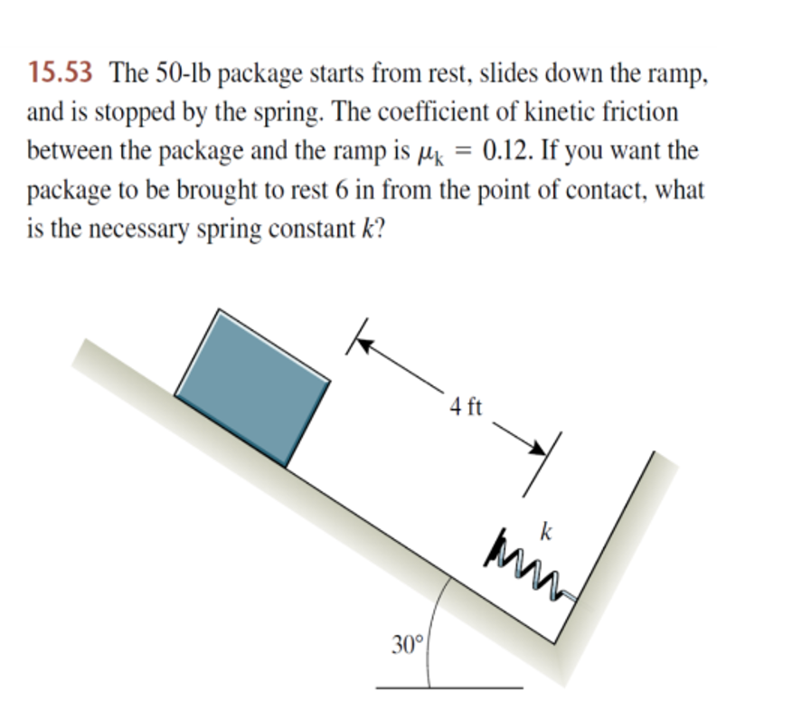 Solved 15.53 The 50-lb package starts from rest, slides down | Chegg.com