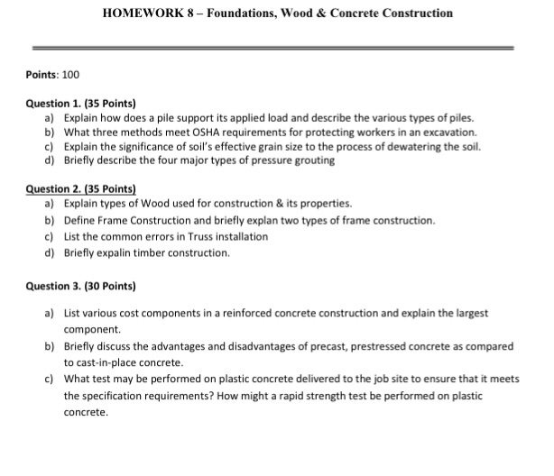 Solved HOMEWORK 8- Foundations, Wood& Concrete Construction | Chegg.com