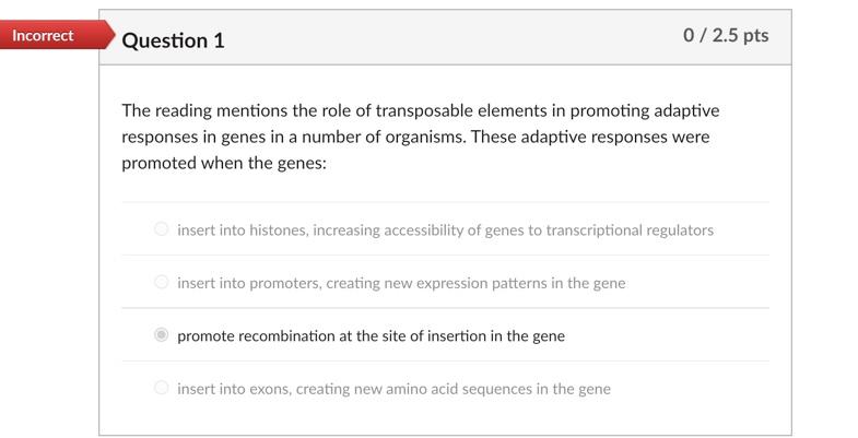 Solved The reading mentions the role of transposable | Chegg.com