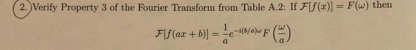 Solved 2. Verify Property 3 of the Fourier Transform from | Chegg.com