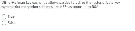 Solved Diffie-Hellman key exchange allows parties to utilize | Chegg.com
