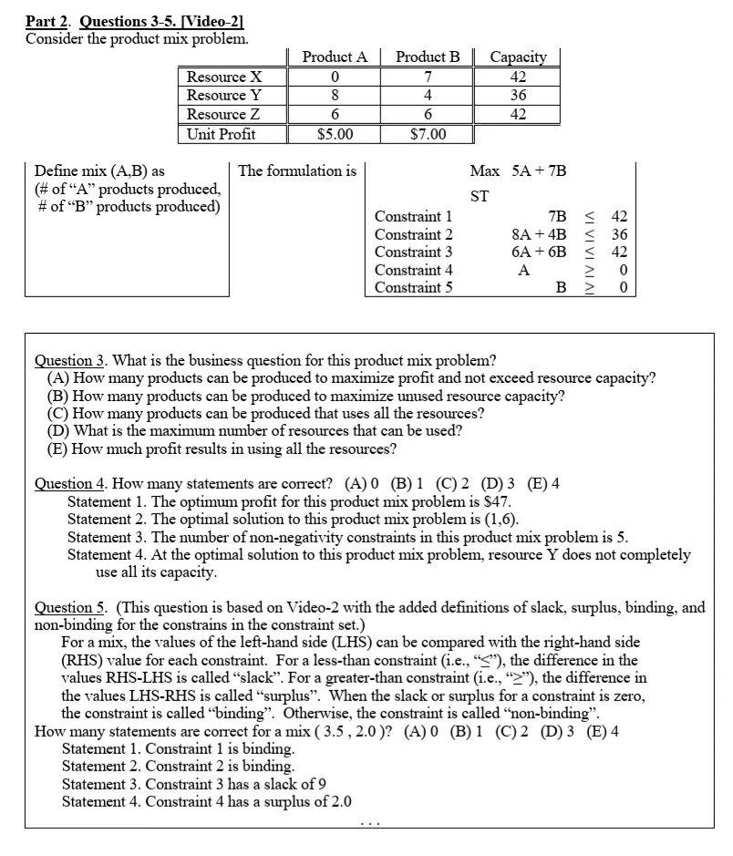 Solved Part 2. Questions 3-5. Video-21 Consider the product | Chegg.com