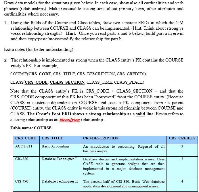 Solved Draw data models for the situations given below. In | Chegg.com
