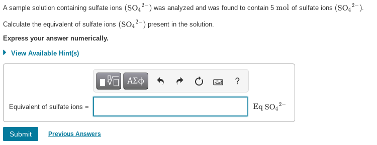 Solved A sample solution containing sulfate ions (SO42-) was | Chegg.com