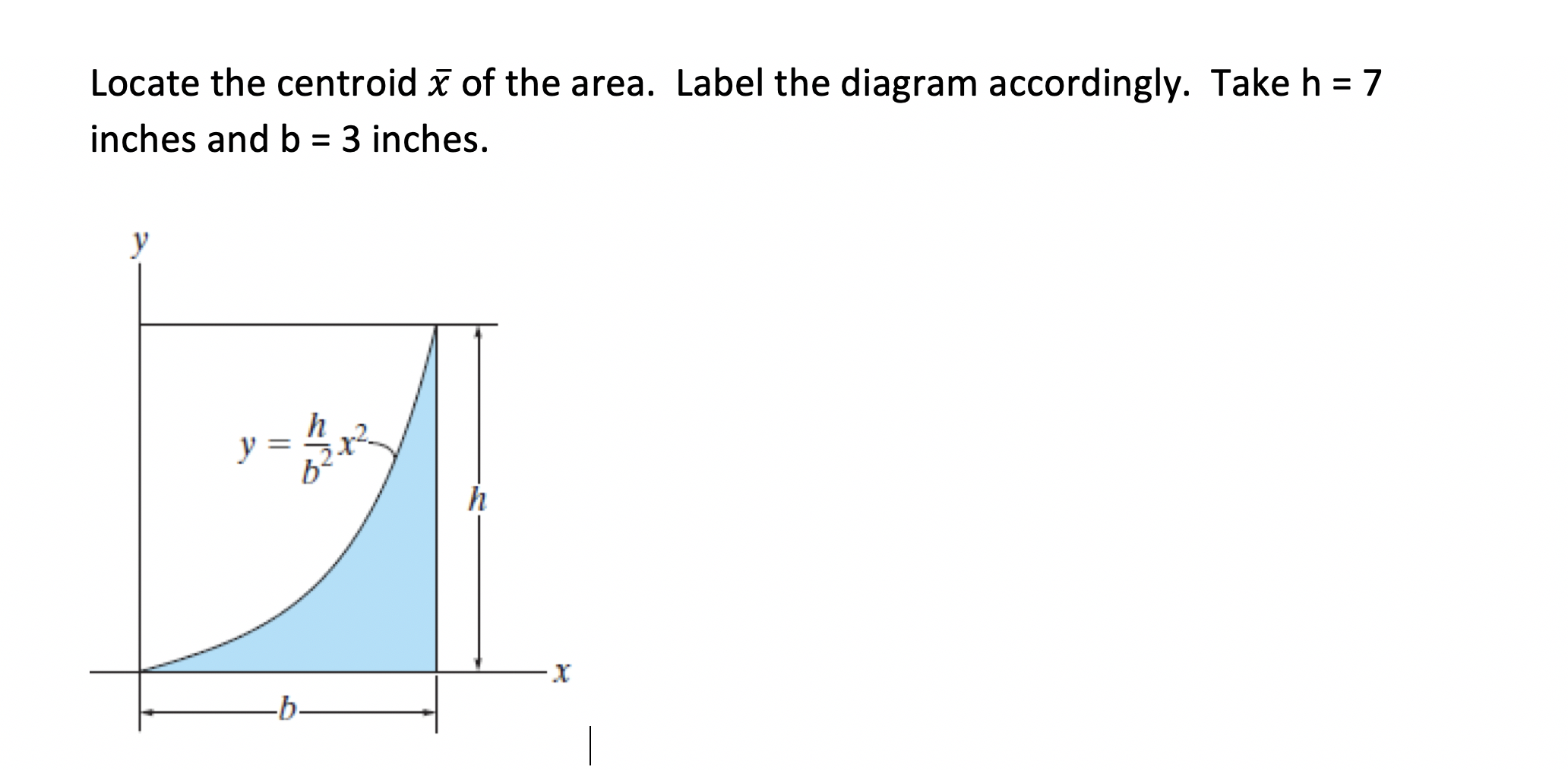 Solved Locate the centroid x of the area. Label the diagram | Chegg.com